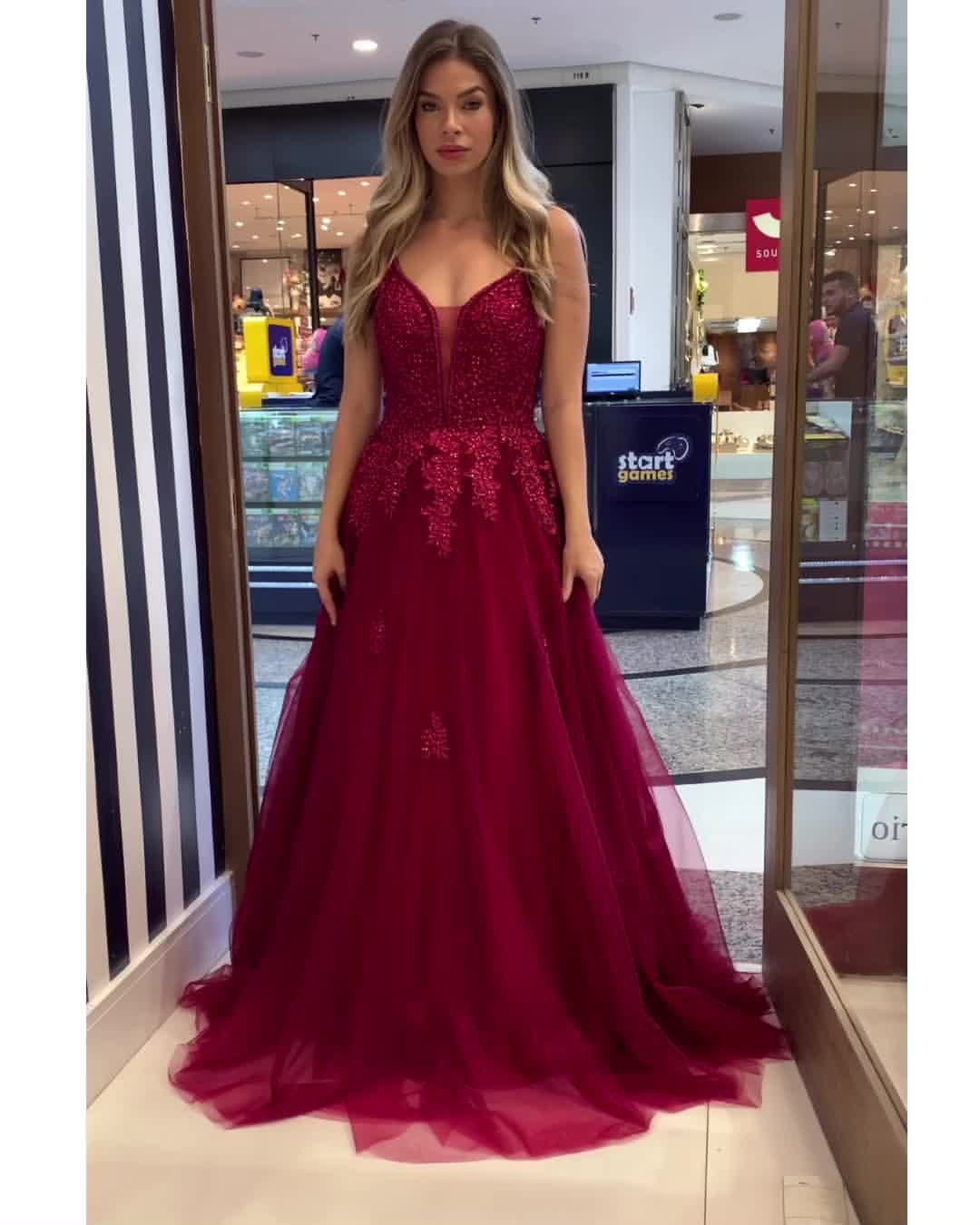 Vestido de Festa Marsala Convidada de Casamento Decote - Aluguel e ...